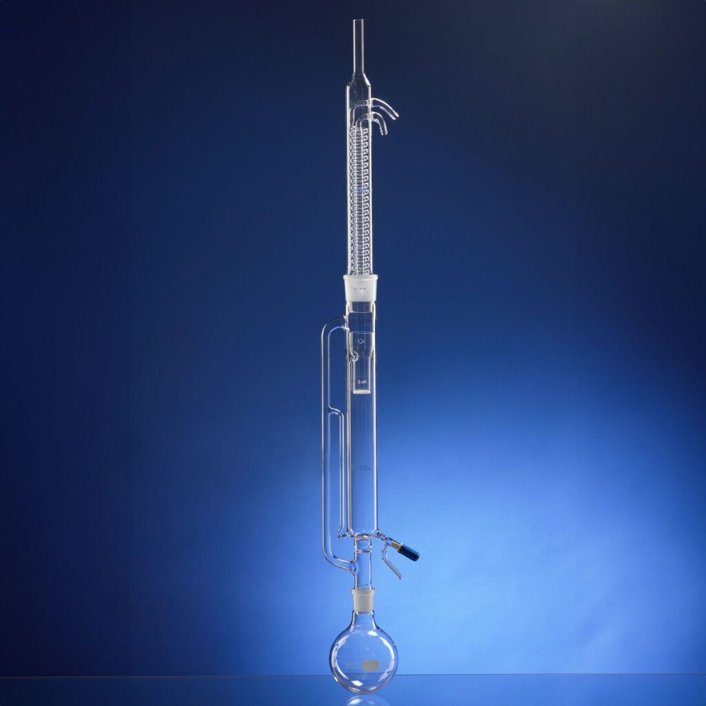 Extraction apparatus, liquids heavy solvents - Hofmann Glastechnik